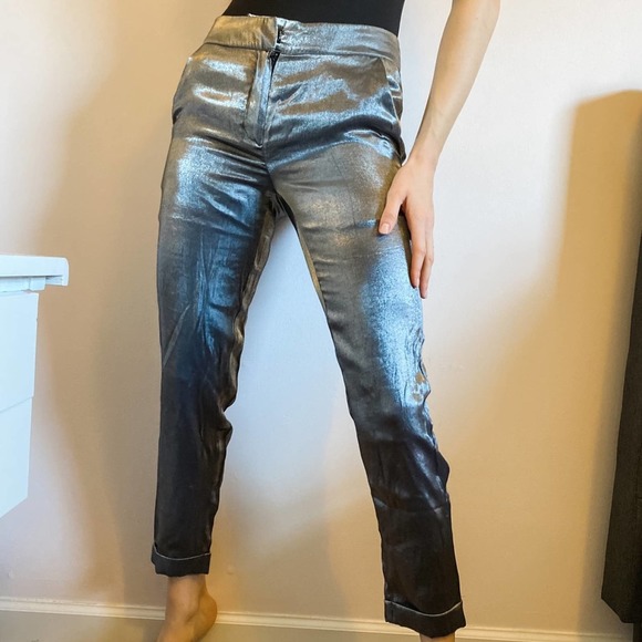 Vero Moda | Pants & Jumpsuits | Vero Moda Liquid Silver Shimmer Tapered ...